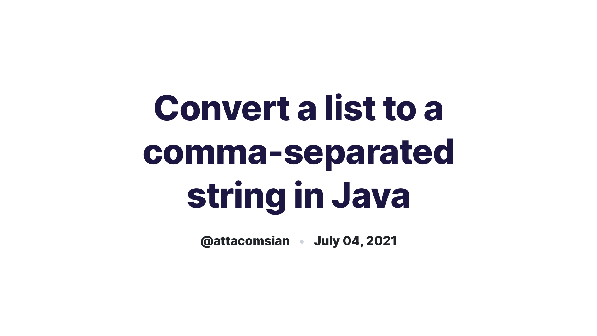 Convert A List To A Comma separated String In Java